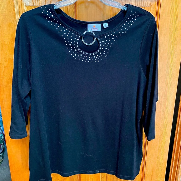 Quacker Factory | Tops | Sparkles Rhinestones Bling Rich Black Spunky ...